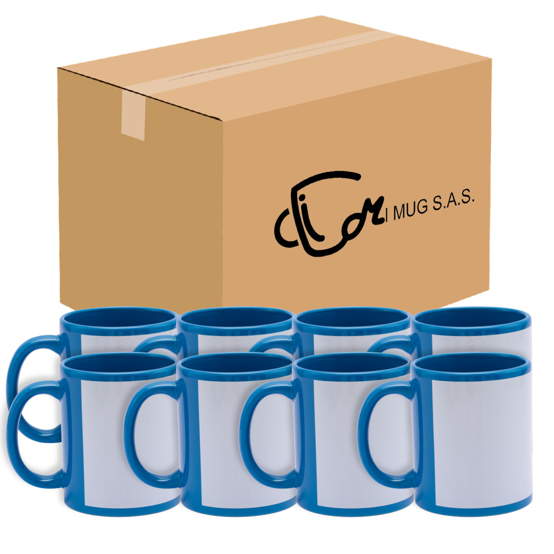 MUG RECUADRO AZUL CLARO CAJA X36 UND | Mi Mug